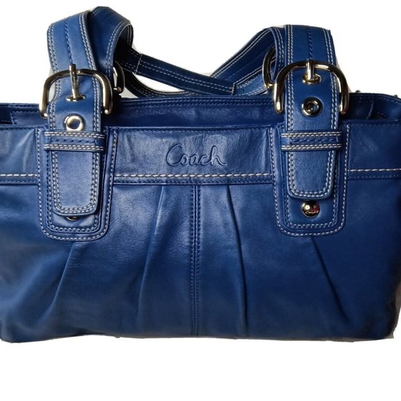 Coach | Bags | Coach Soho Blue Leather Large Tote Satchel Handbag F3732 ...